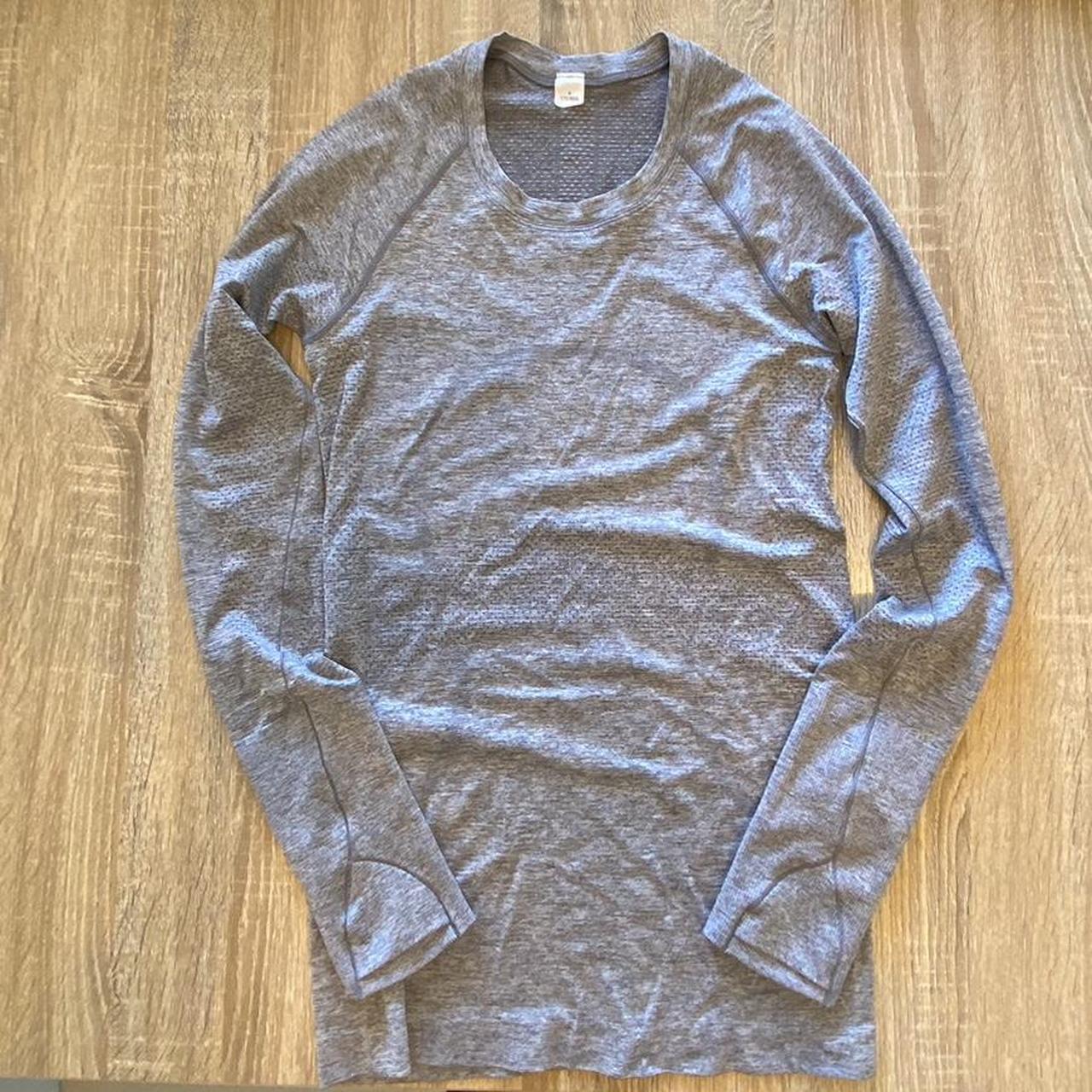 Grey Lululemon long sleeve swiftly tech top... - Depop