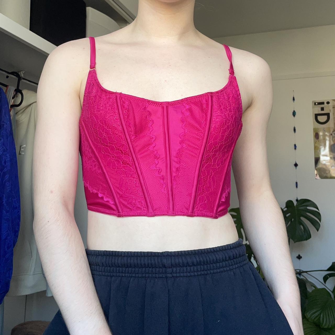 Y2K hot pink lace corset from Primark. Perfect... - Depop