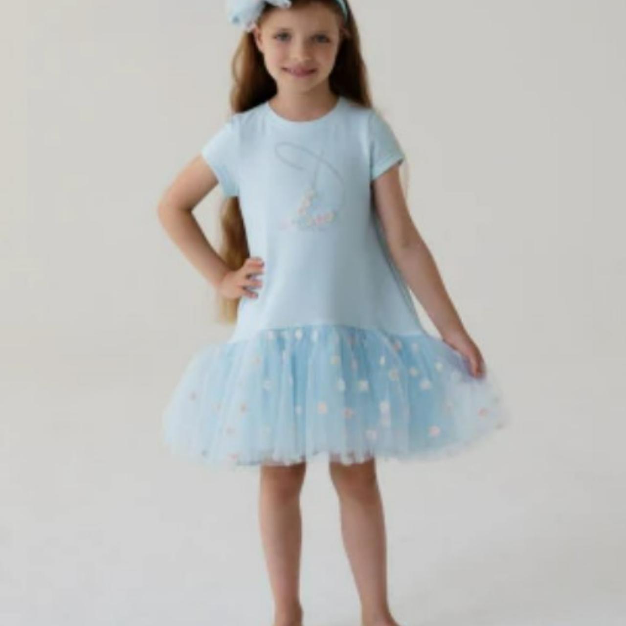 DAGA Dress Baby Blue Daga Logo to front Tuille Bottom - Depop