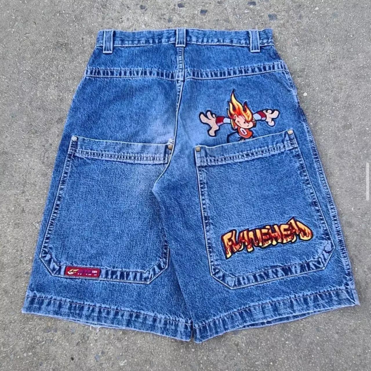 Vintage Baggy Jorts - FlameHead JNCO R3p Style Skate... - Depop