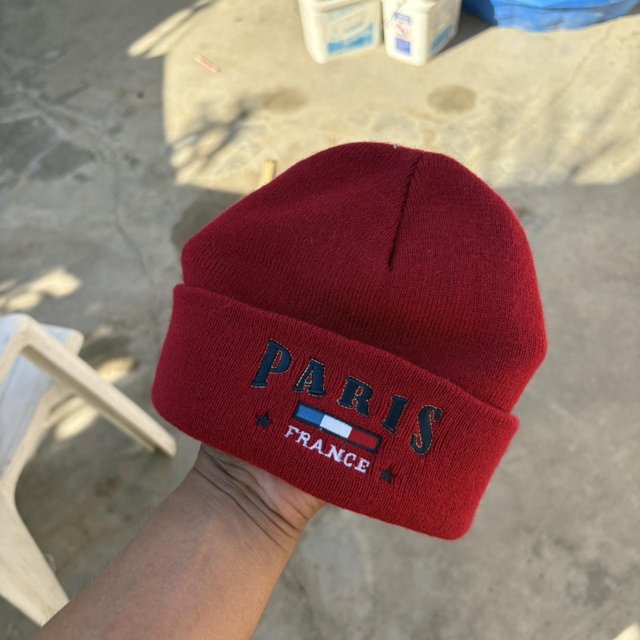 Red and blue Paris beanie hat #skater | Depop