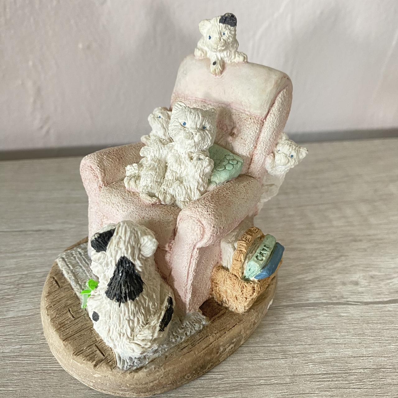 Vintage stone critters cat trinket figurine cats in... - Depop