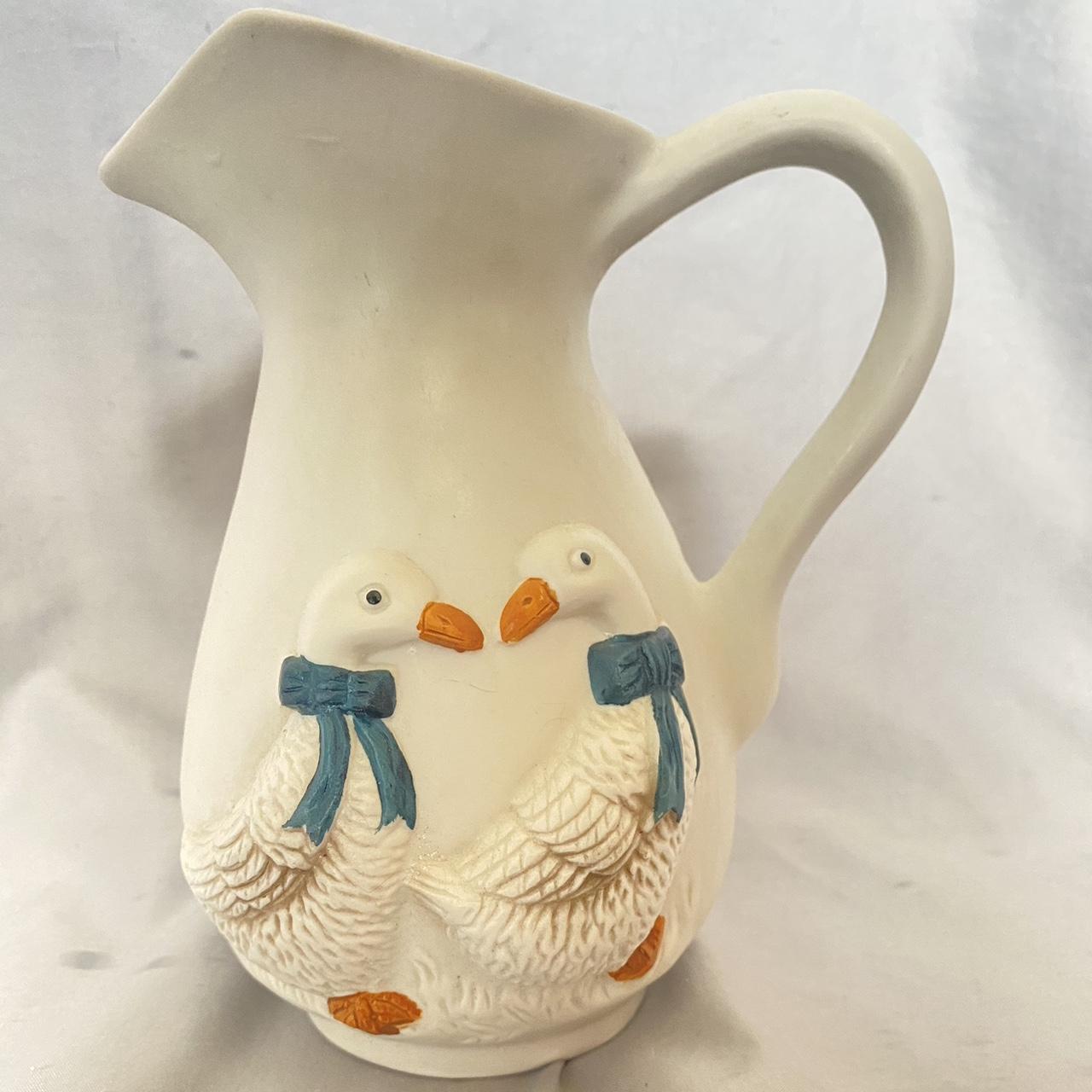 7in Vintage 1980s Matte Goose Duckling Pitcher Bows... | Depop