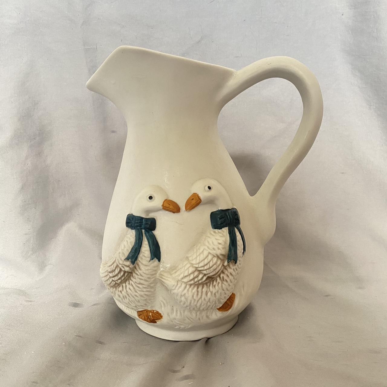 7in Vintage 1980s Matte Goose Duckling Pitcher Bows... | Depop
