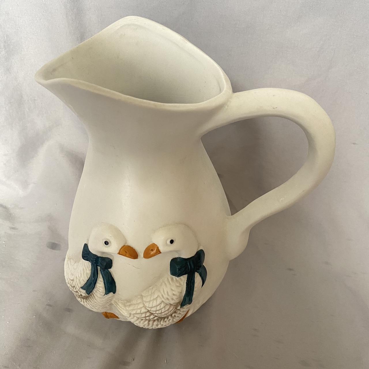 7in Vintage 1980s Matte Goose Duckling Pitcher Bows... | Depop