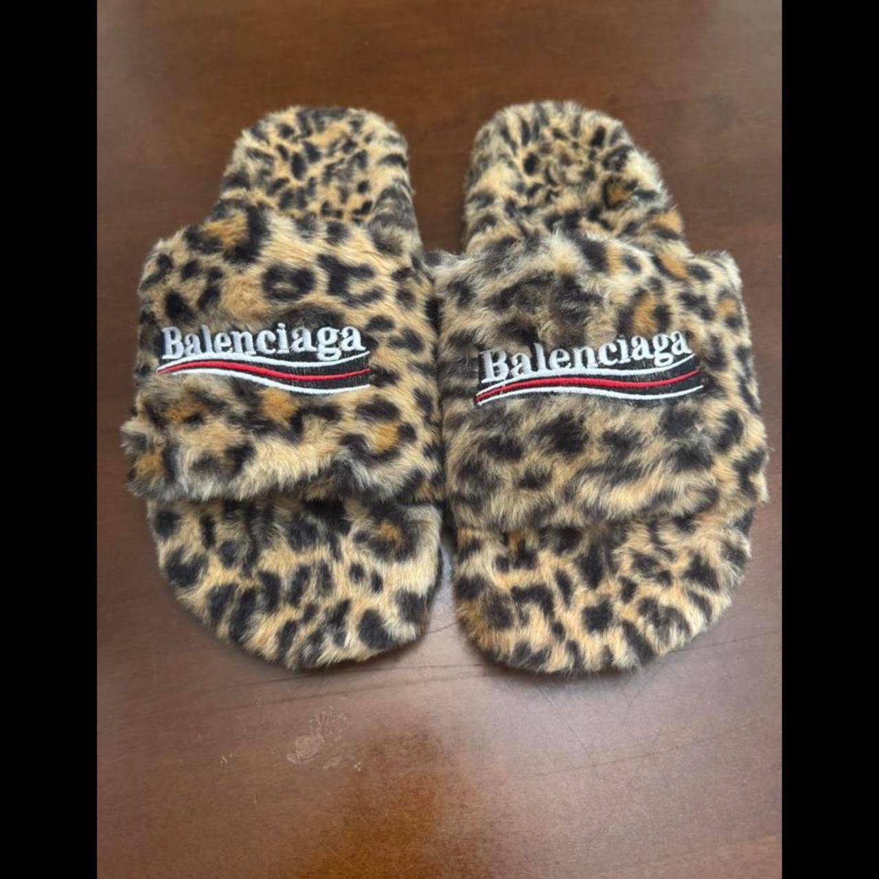 Balenciaga Fur slides “Cheetah” Sz 43 Us 10 Can... | Depop
