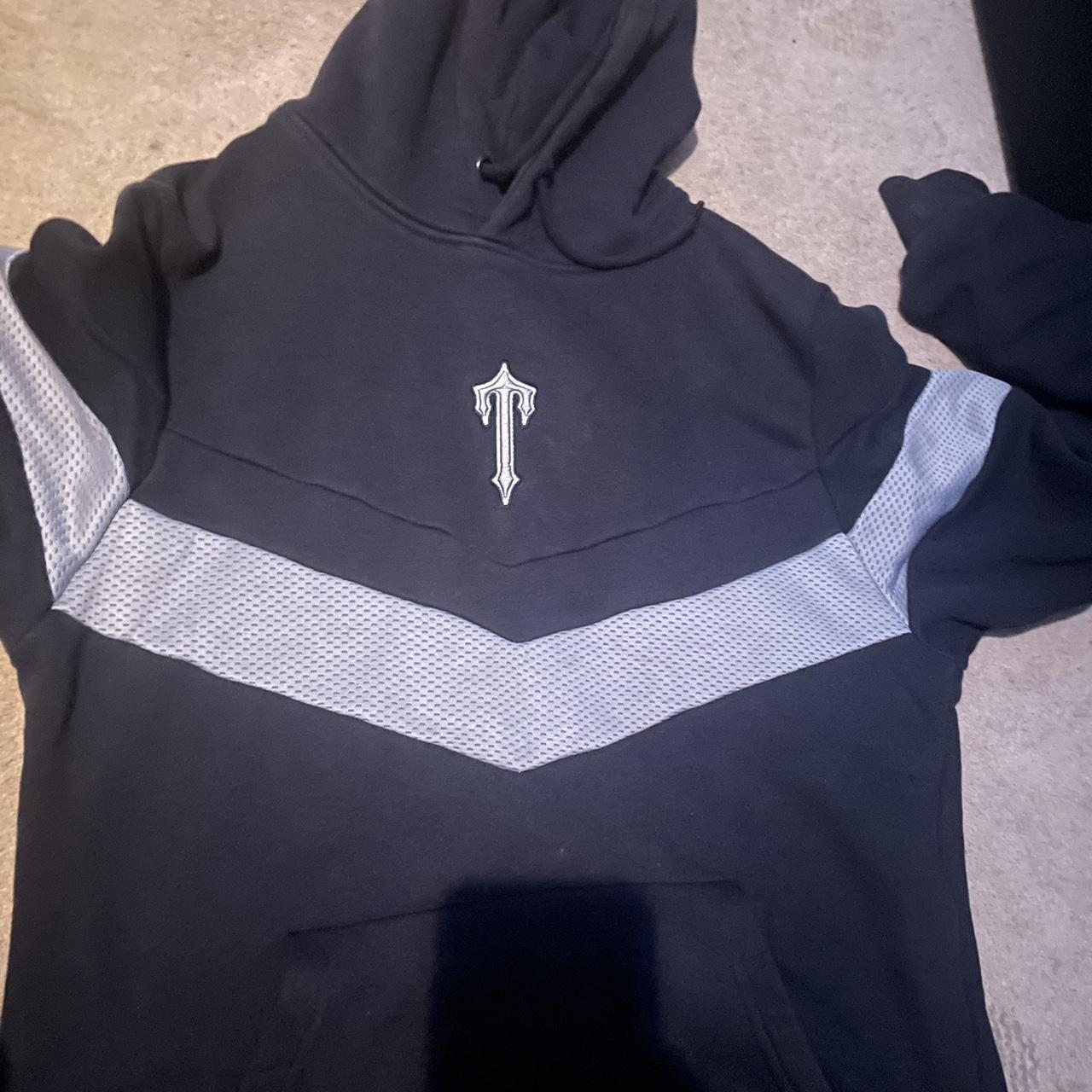 TRAPSTAR V STRIPE HOODED TRACKSUIT - BLACK / GREY... - Depop