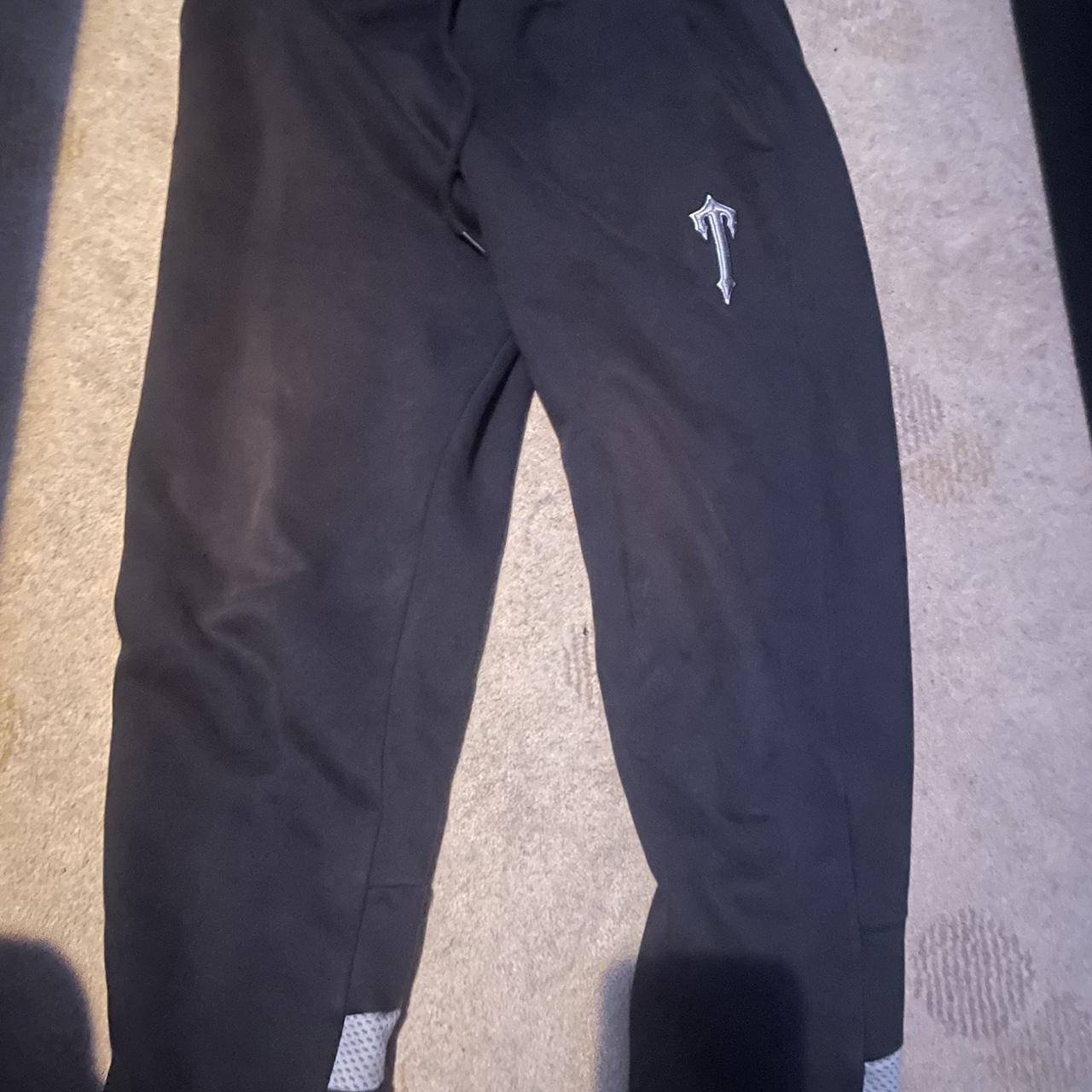 TRAPSTAR V STRIPE HOODED TRACKSUIT - BLACK / GREY... - Depop