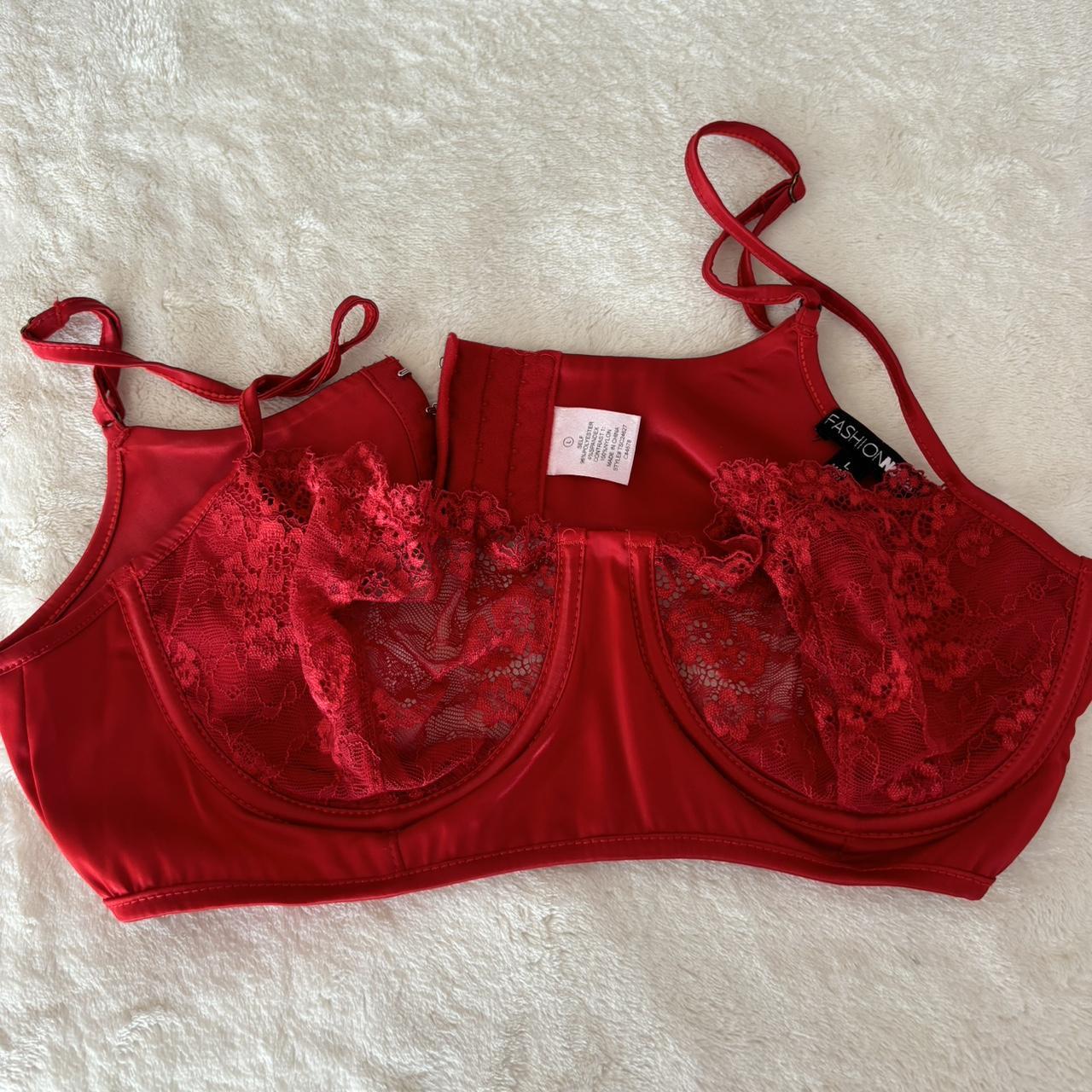 Fashion nova not so innocent red lace set Worn... - Depop