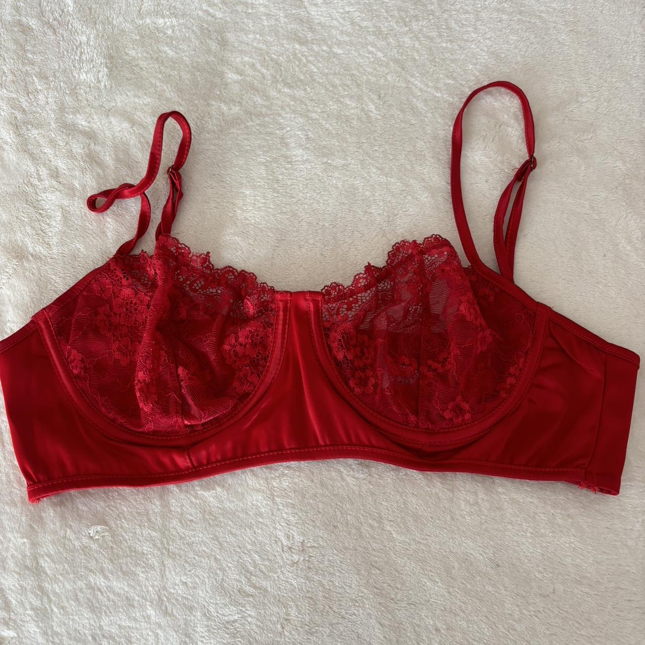 Fashion nova not so innocent red lace set Worn... - Depop