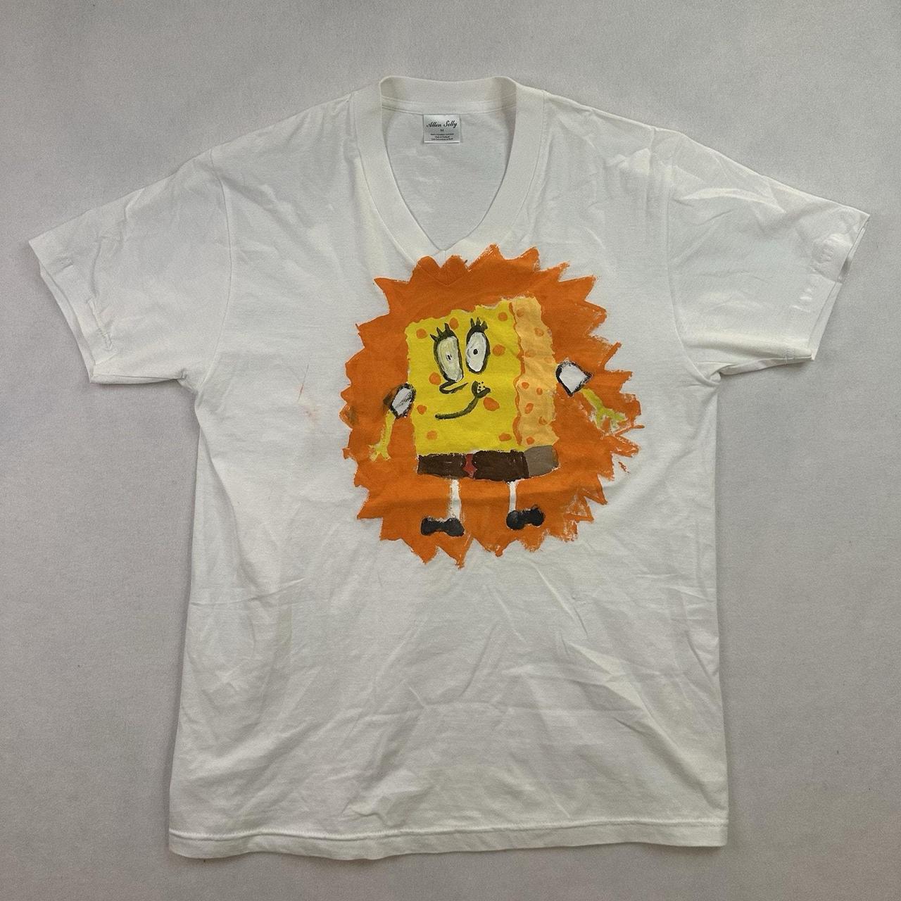 Spongebob Hand Painted Customized V Neck Short... | Depop