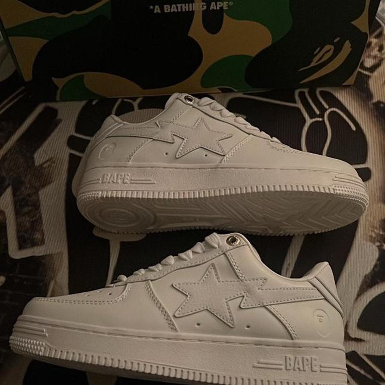 Bapestas All white shoe Size 6.5 true to size In... - Depop