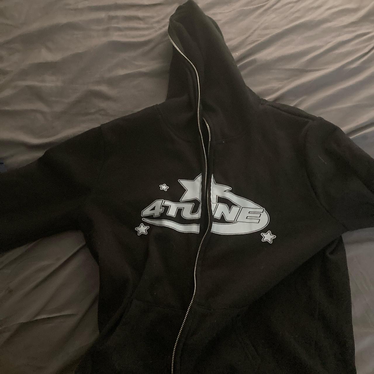 4tune black and blue zip up hoodie - Depop