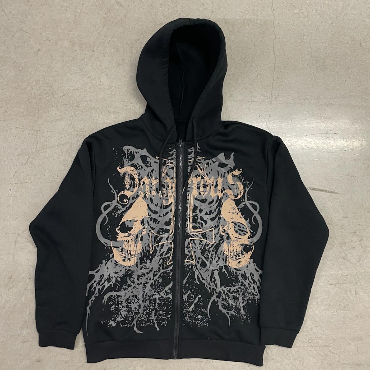 y2k skull zip up size M? cut tag #skull #zipup #y2k - Depop