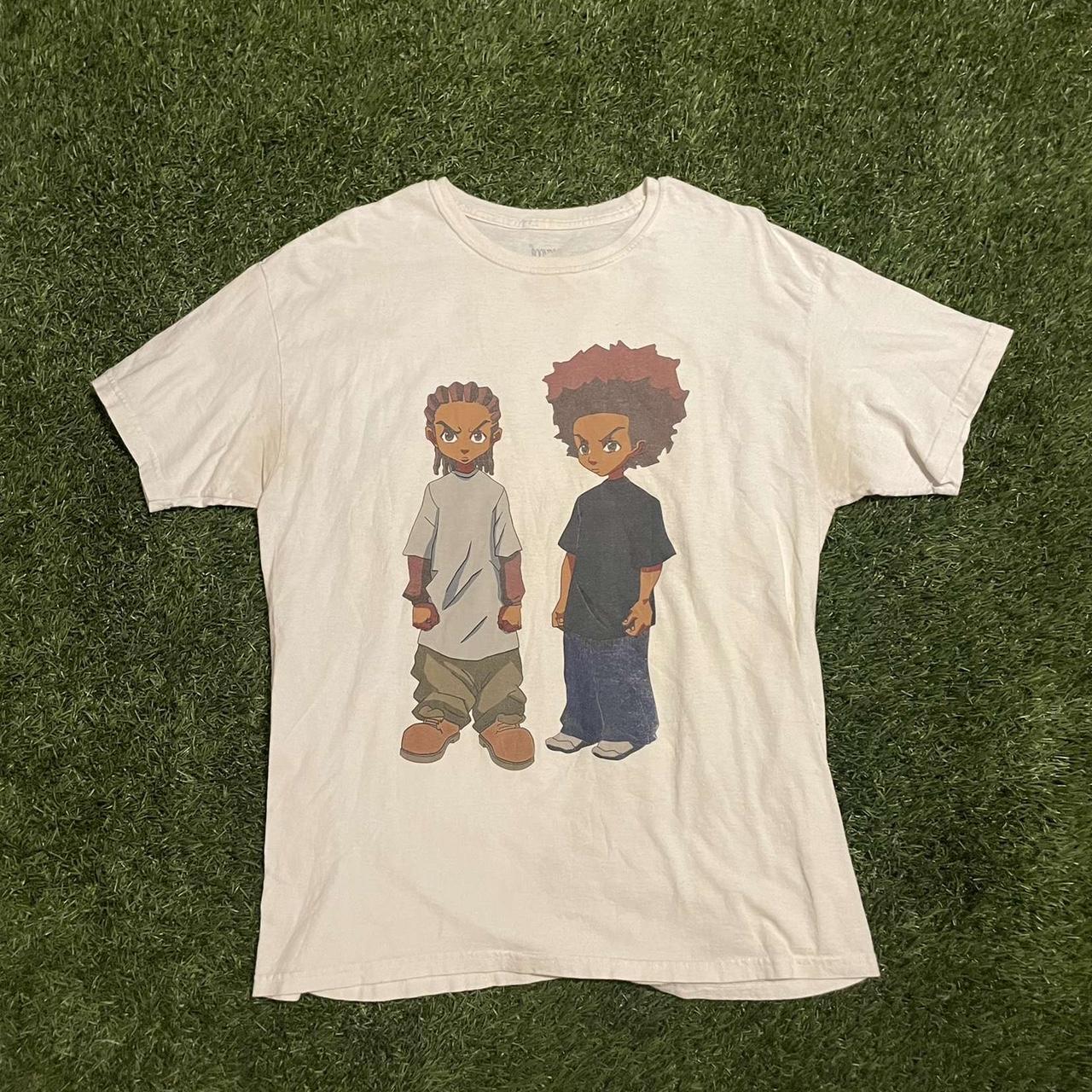 White Boondocks cartoon tee with crazy graphics... | Depop