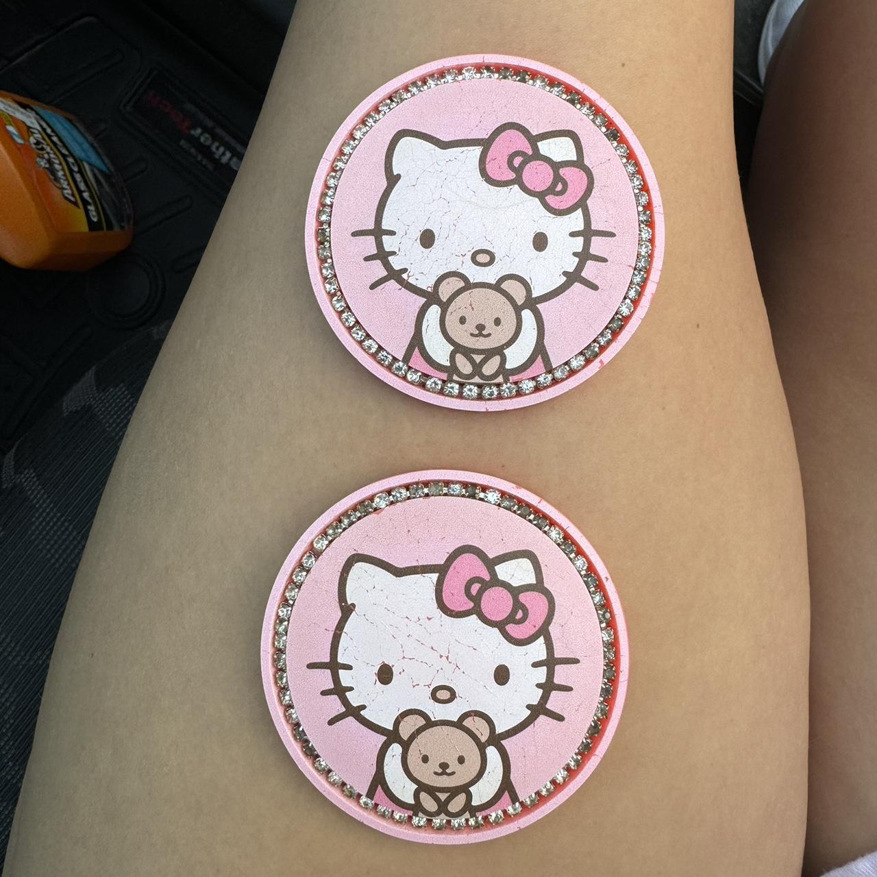 Hello Kitty coaster set with rhinestones - 2 pieces,... - Depop