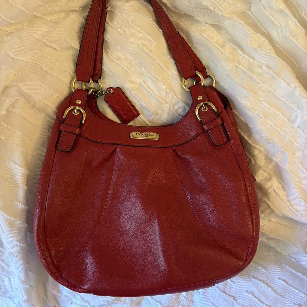Vintage Coach bag - red shoulder bag -small... - Depop
