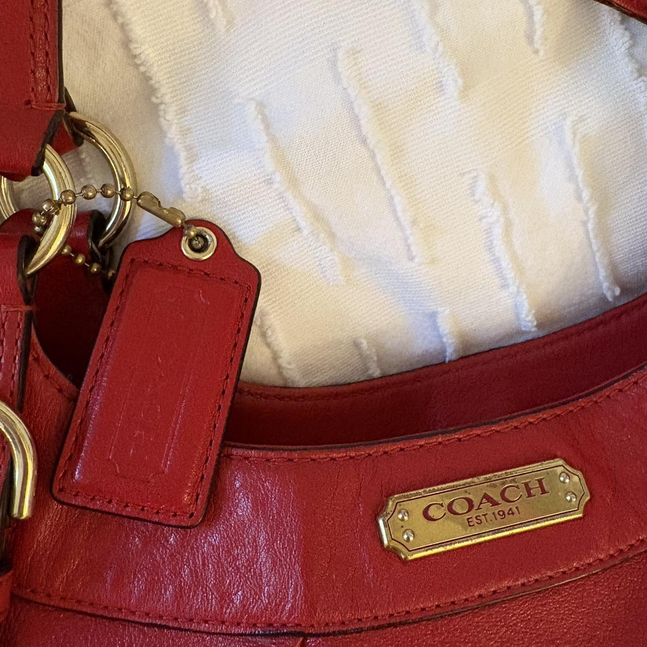 Vintage Coach bag - red shoulder bag -small... - Depop