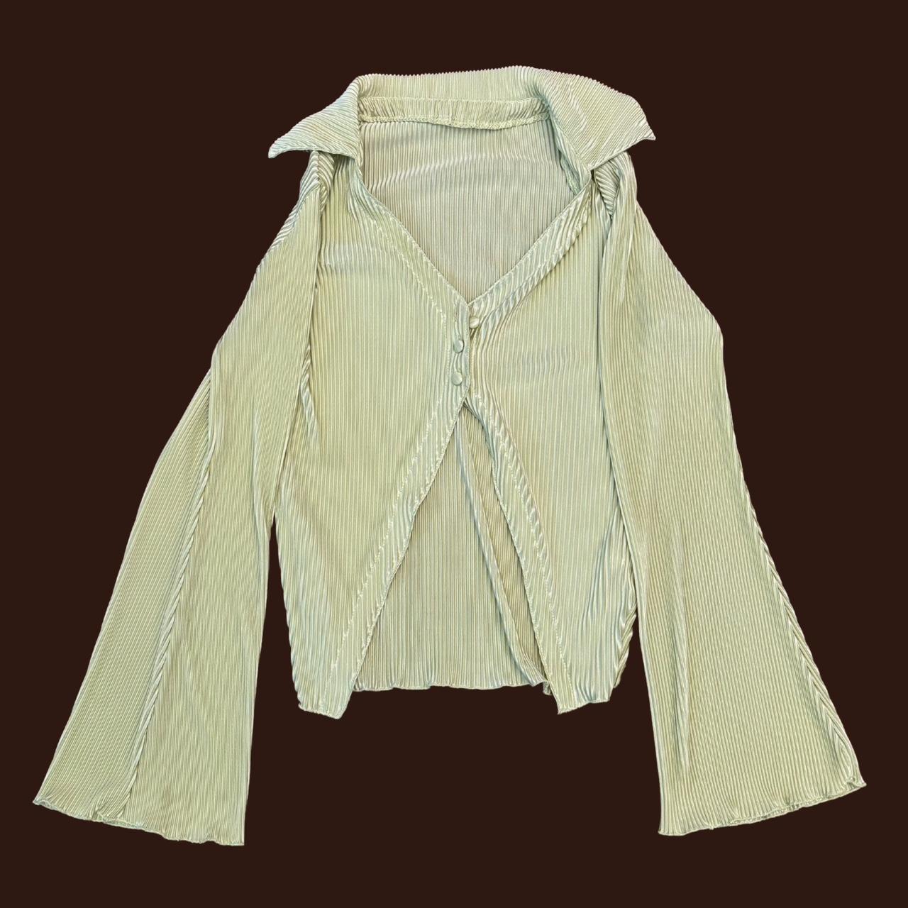 light lime green cropped top with bell sleeves... | Depop