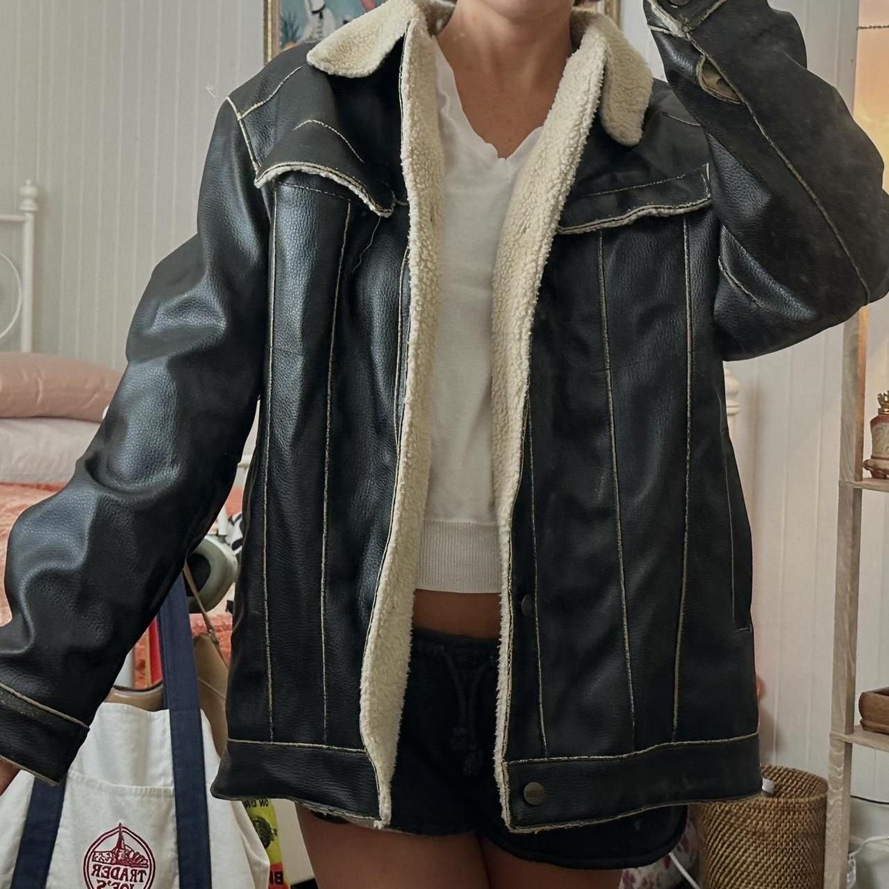 vintage bc ethic genuine leather jacket size... - Depop