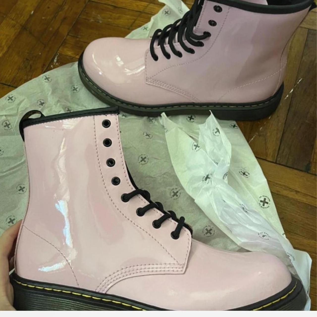 Shiny pink docs, never worn, in the box. Youth 7,... - Depop