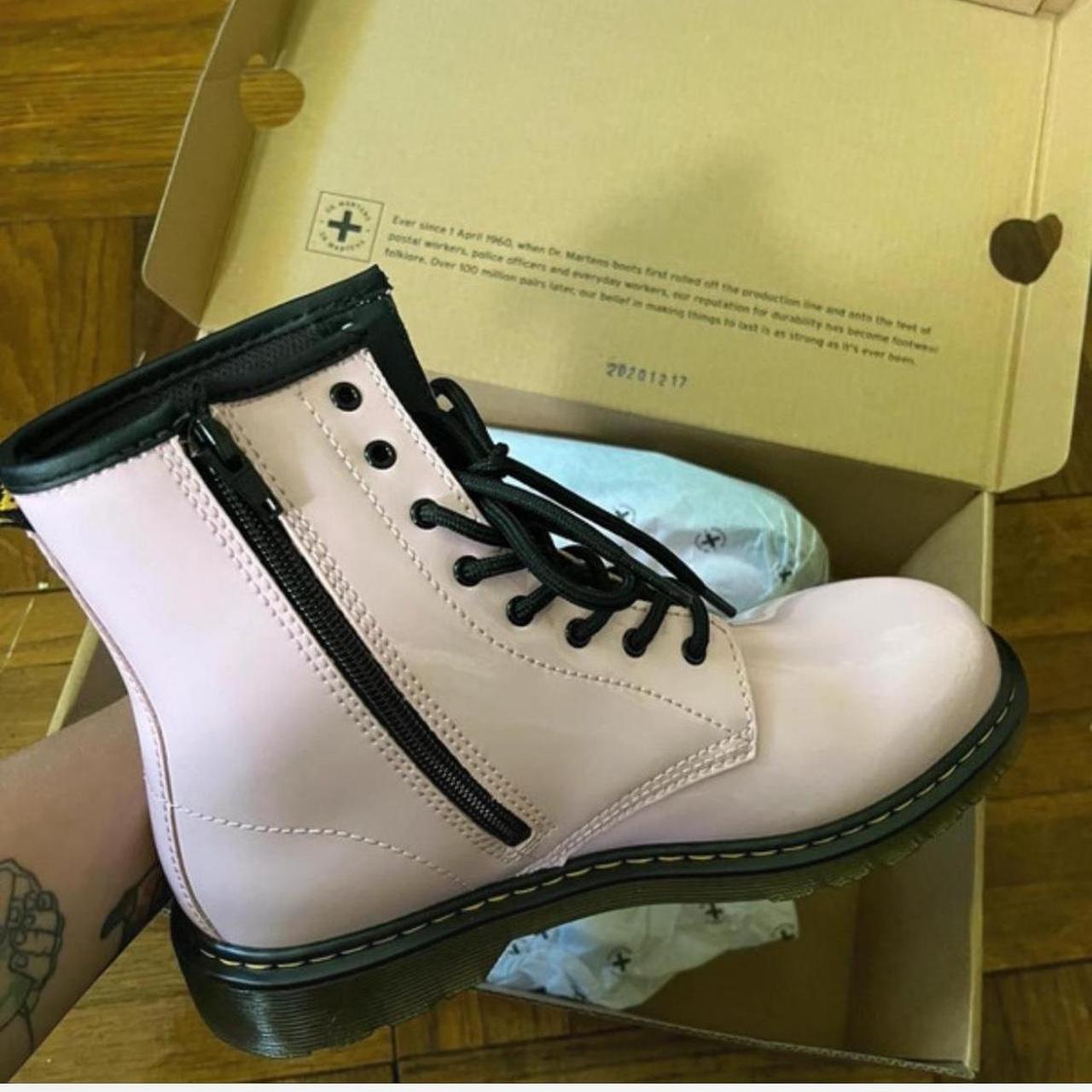 Shiny pink docs, never worn, in the box. Youth 7,... - Depop