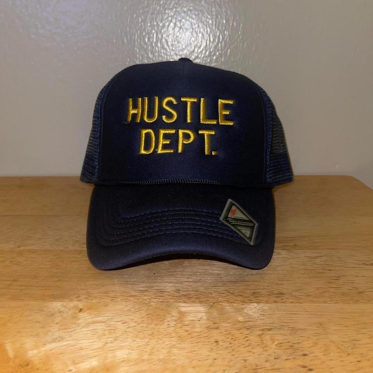 Hustle Dept Navy Summer Trucker Hat - Depop