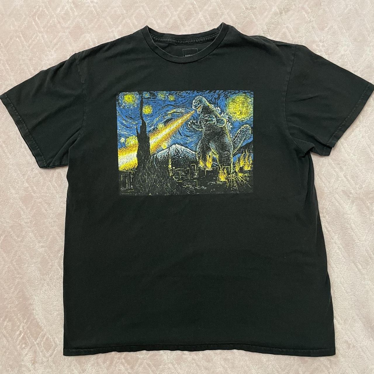 Godzilla Starry Night Van Gogh Tshirt —ready to... - Depop