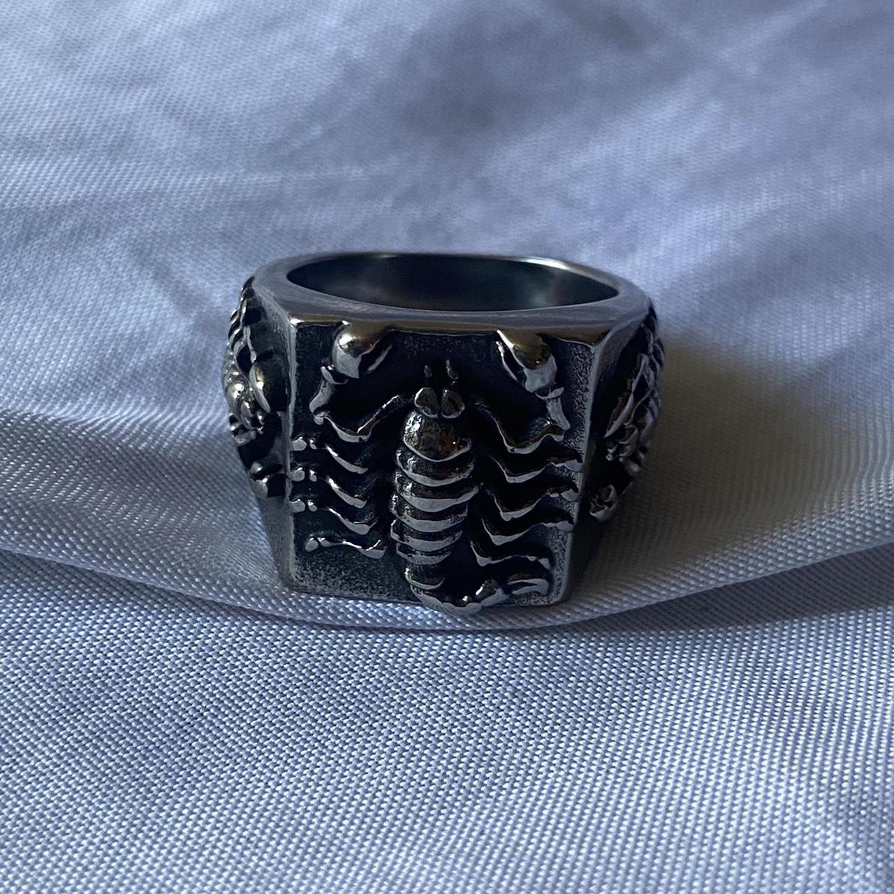 y2k grunge 2000s scorpion ring - stainless steel... - Depop