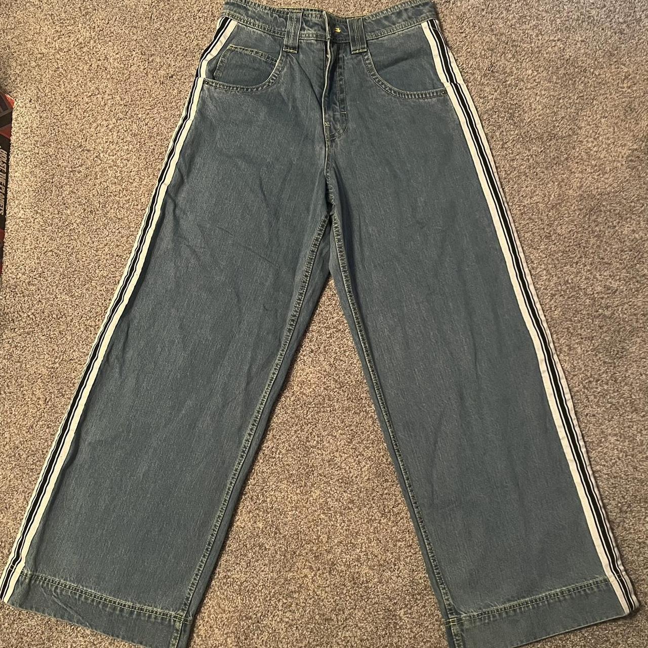 ALAB baggy rave jeans Black and white stripped legs... | Depop