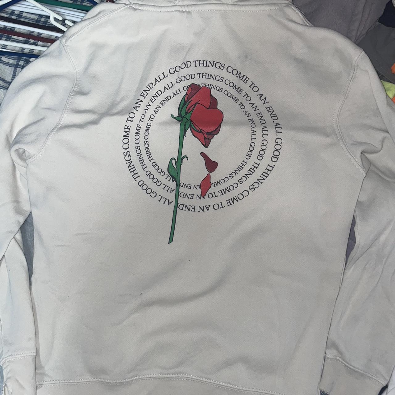 White and red rose hoodie #streetwear - Depop