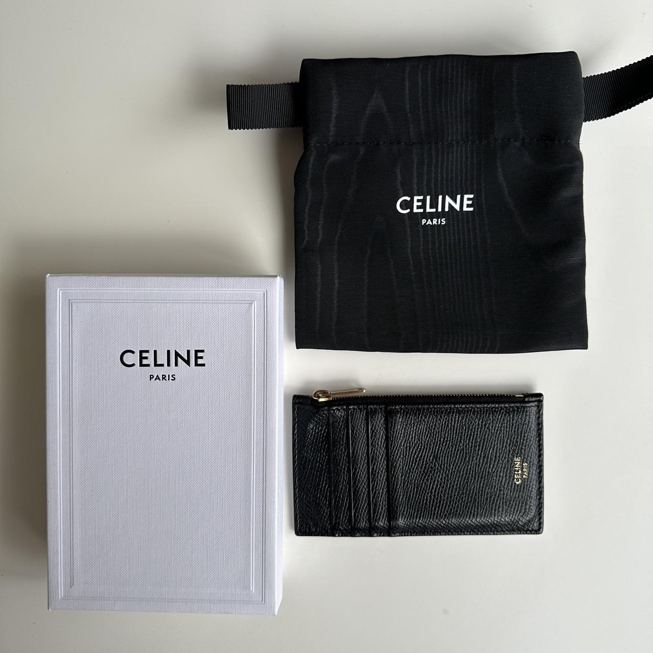 CELINE | Zipped Compact Cardholder in Grained... - Depop