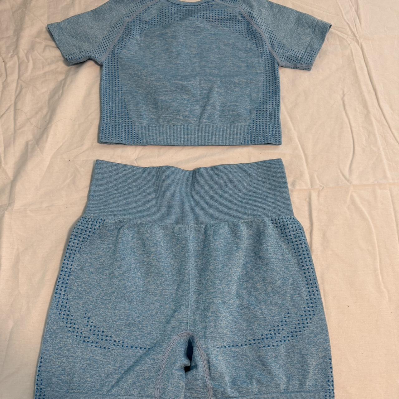 Baby Blue Workout set. Super flattering #matchingset... - Depop