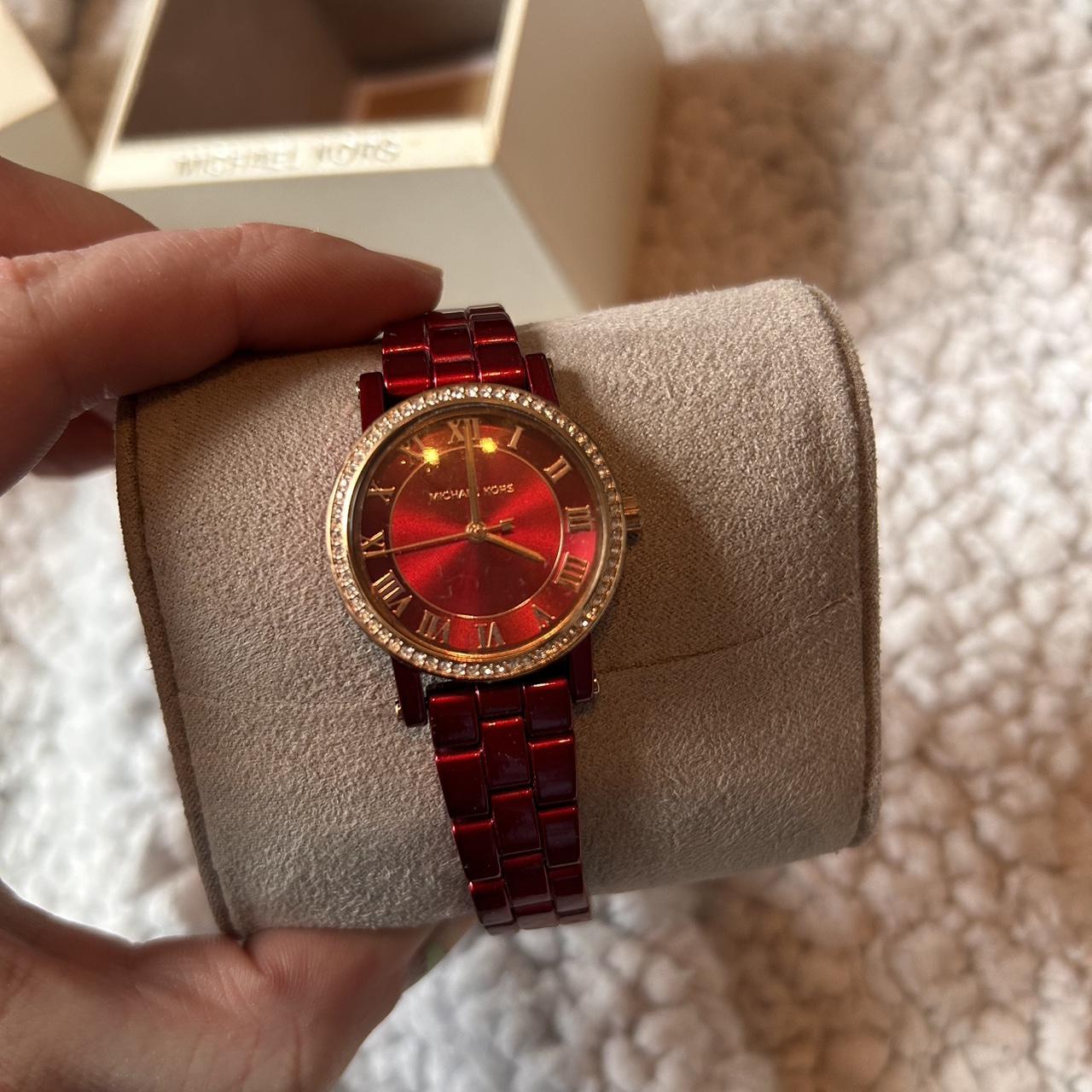 Michael kors red watch Real and genuine in the box... - Depop