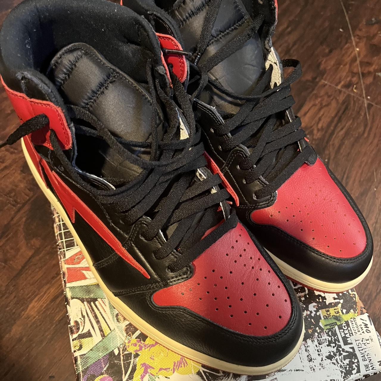 Air Kiy Bred. Worn once. OG box and extra red laces.... | Depop