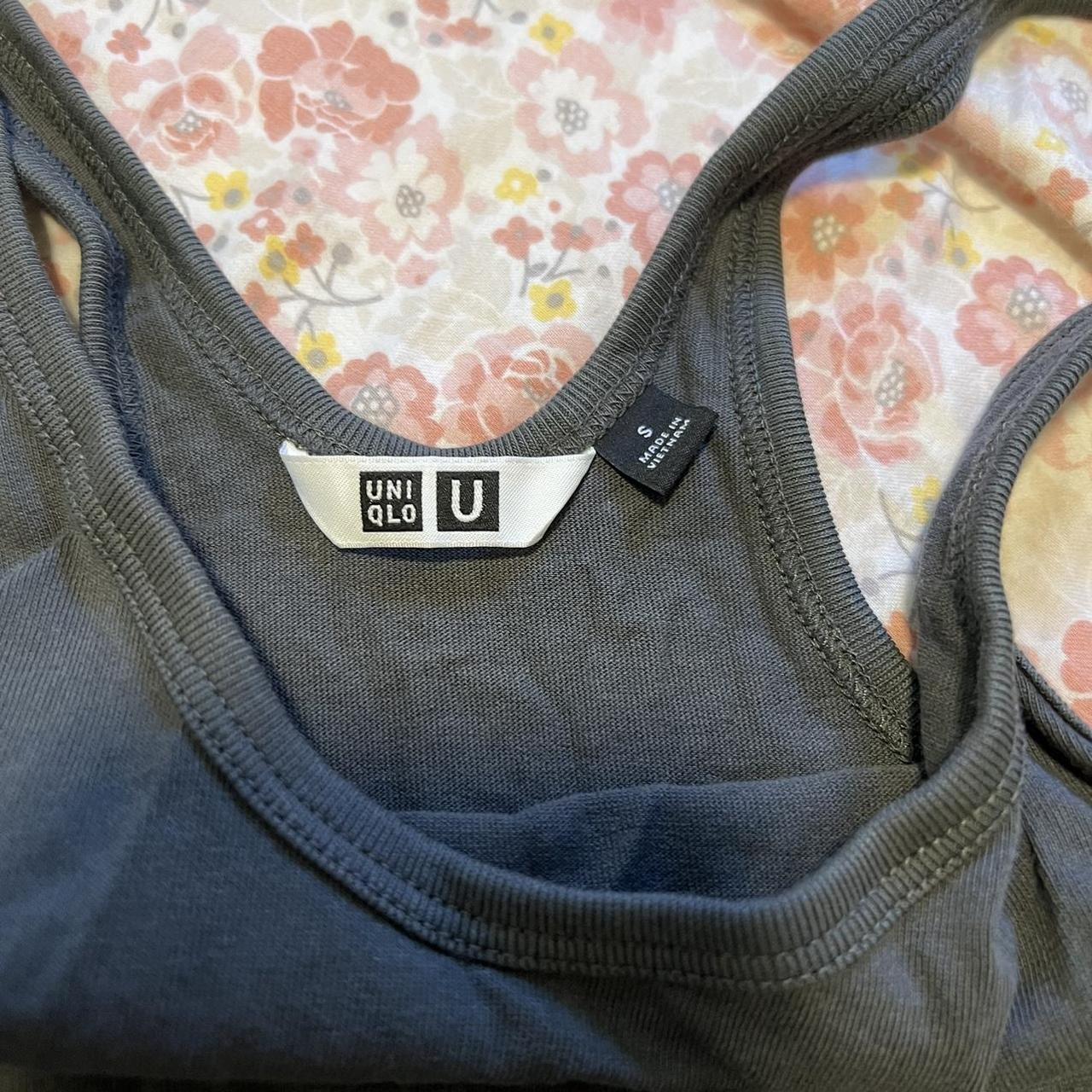 Uniqlo 100% cotton grey racer back tank, full... - Depop
