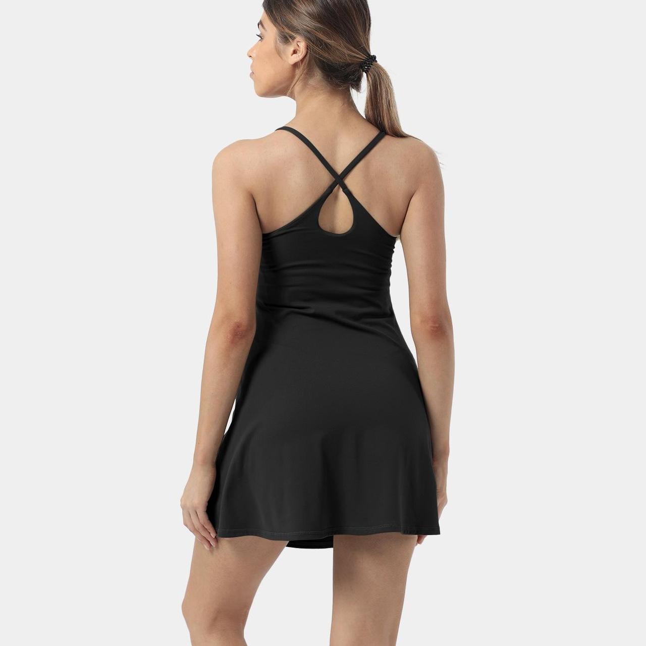 Black tennis dress from Halara with built-in sports... - Depop