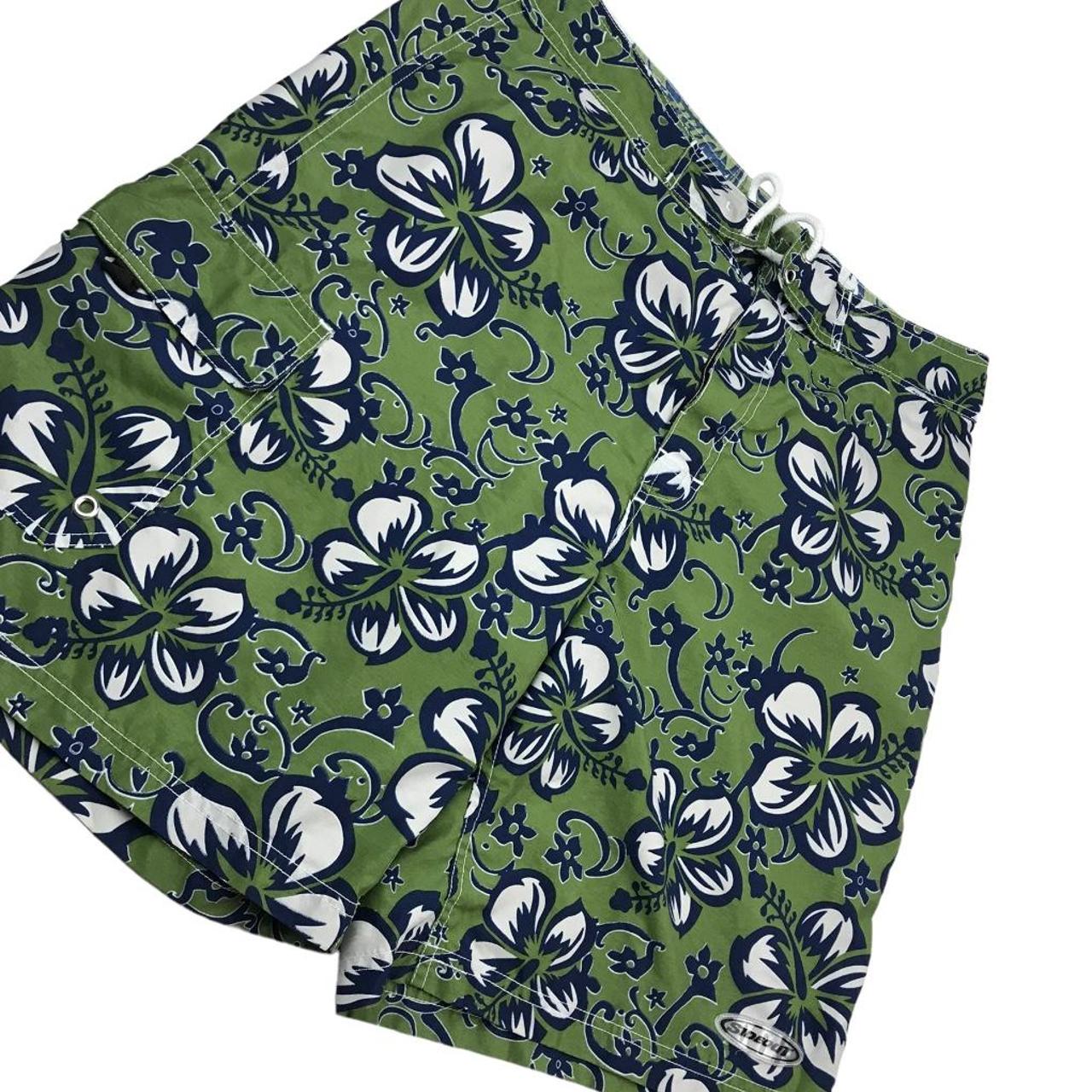 Vintage 90's Sideout skate surf brand floral green... - Depop