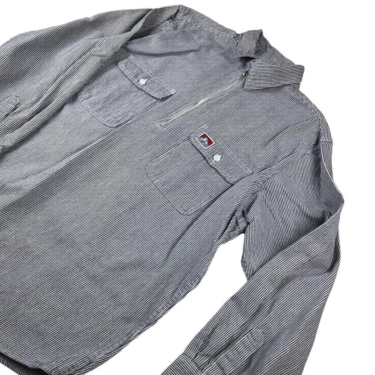 Vintage Ben Davis hickory stripe blue and white long... - Depop