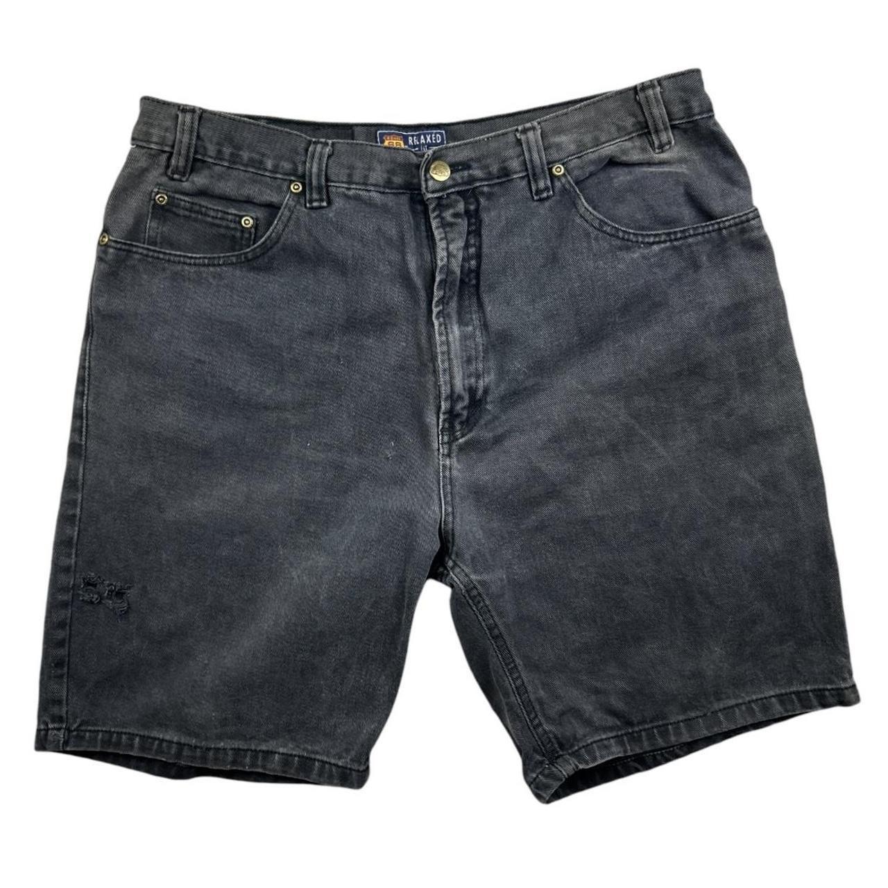 Vintage y2k Route 66 faded black jean shorts. Jorts.... - Depop