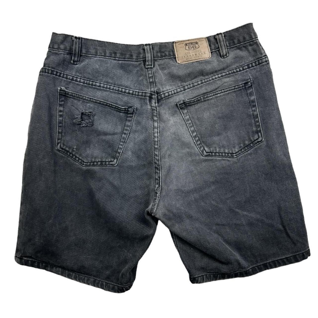 Vintage y2k Route 66 faded black jean shorts. Jorts.... - Depop