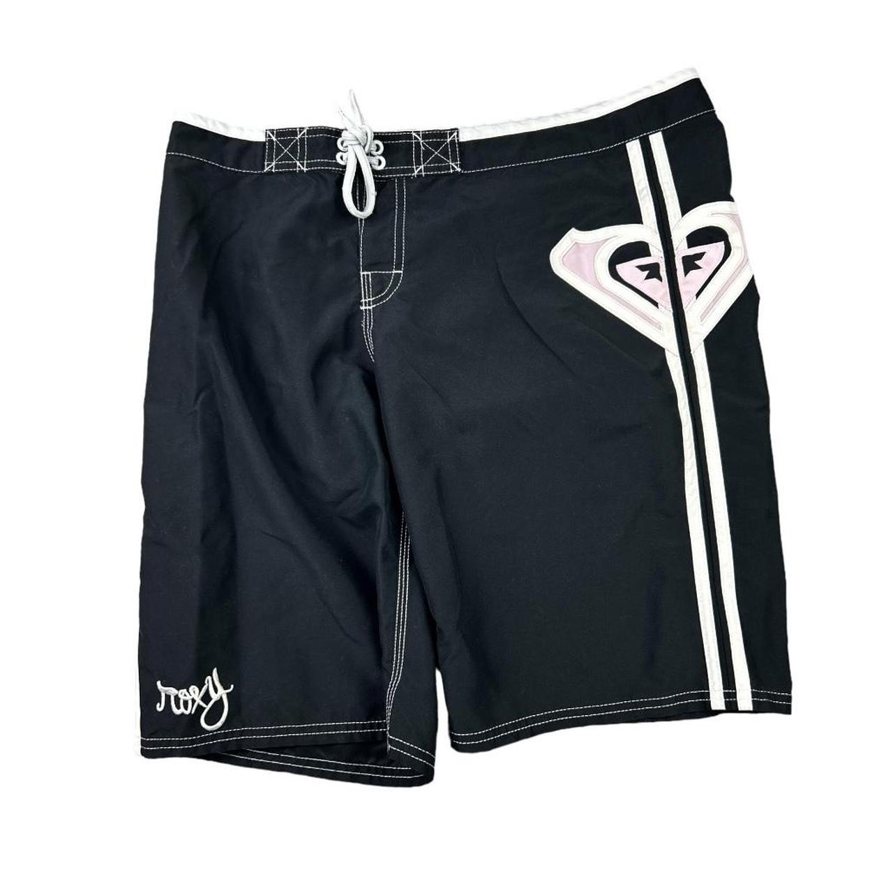 Vintage y2k Roxy heart logo black swim trunks... | Depop