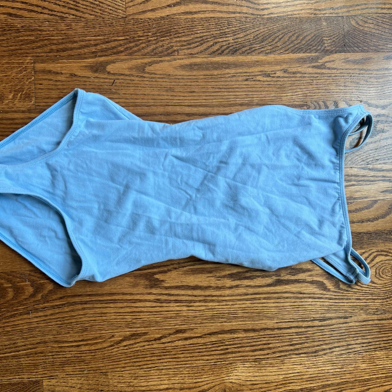 light blue, high cut, low back leotard - Depop