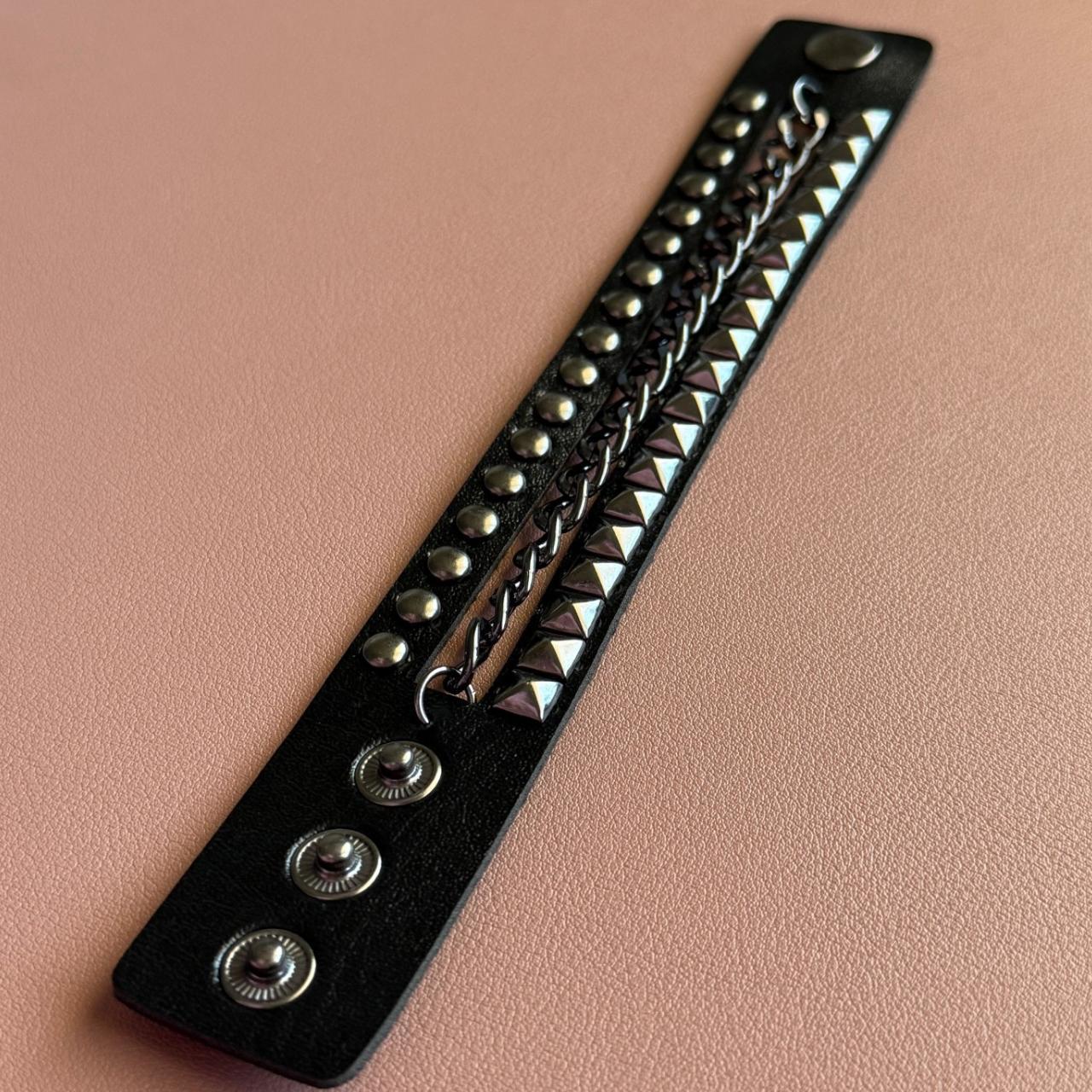 Y2k emo grunge black and silver punk studded... | Depop