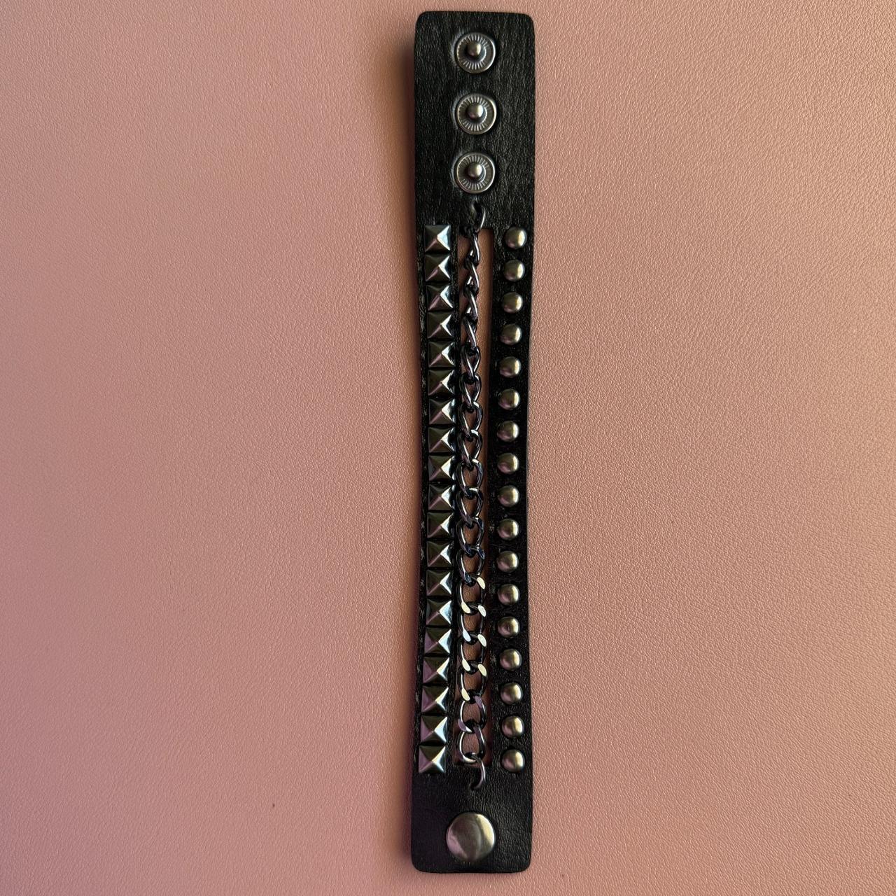 Y2k emo grunge black and silver punk studded... | Depop