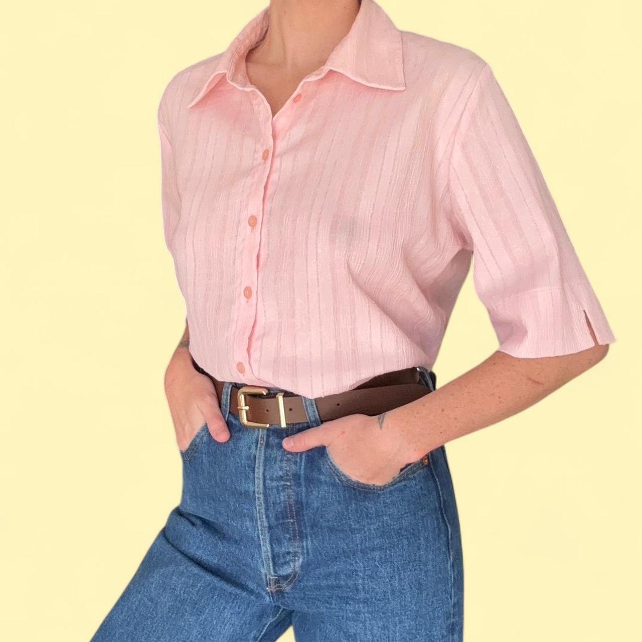 🌸2000s Pink Button-up Shirt🌸 Sweet, baby pink,... | Depop