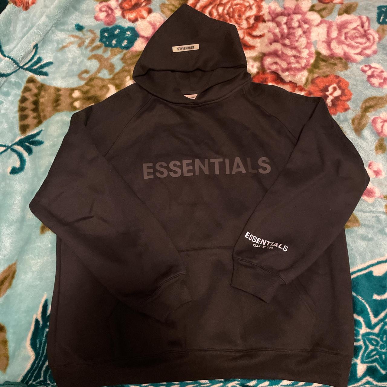 Large all black essentials hoodie never worn - Depop
