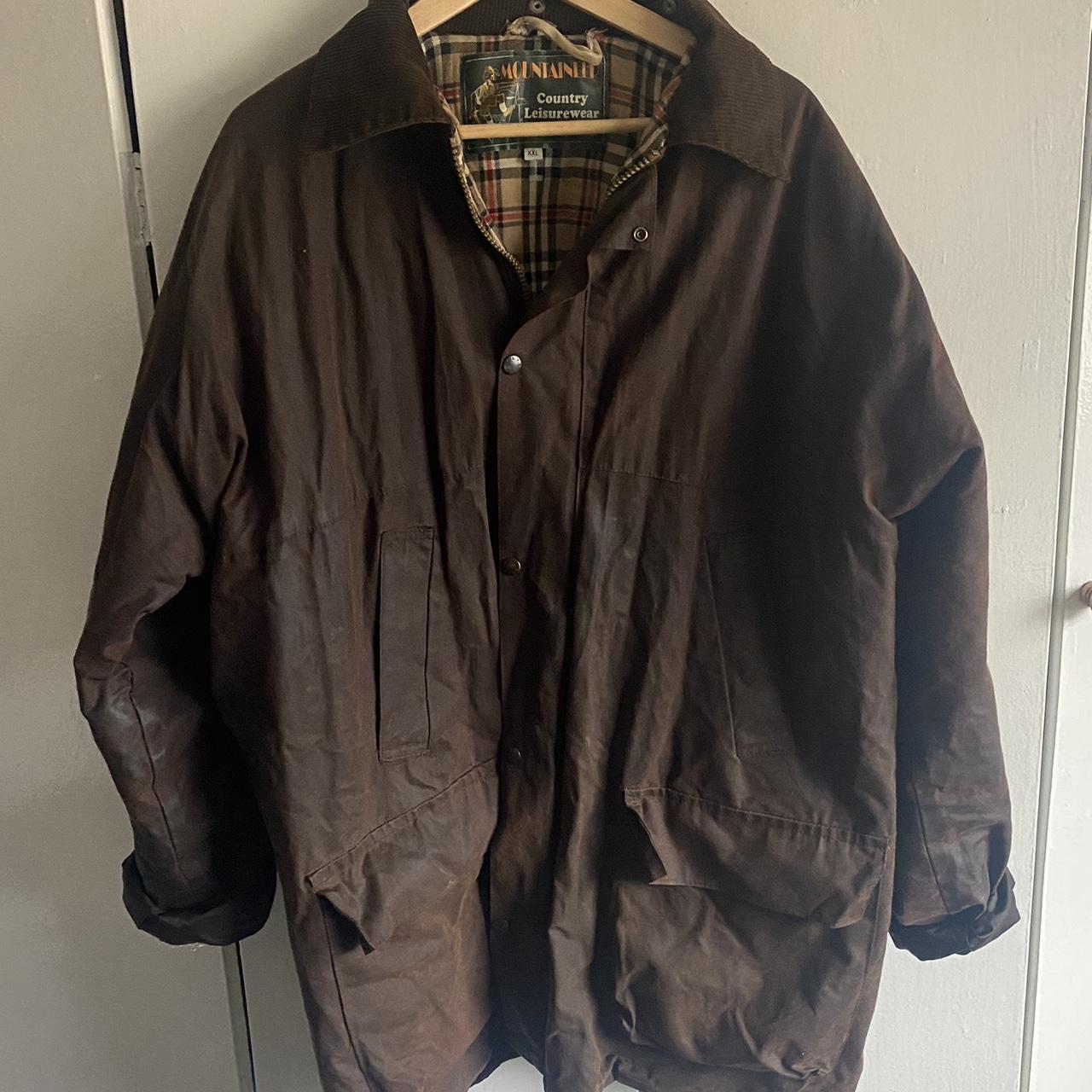 Vintage brow wax hunting jacket with plaid lining... | Depop
