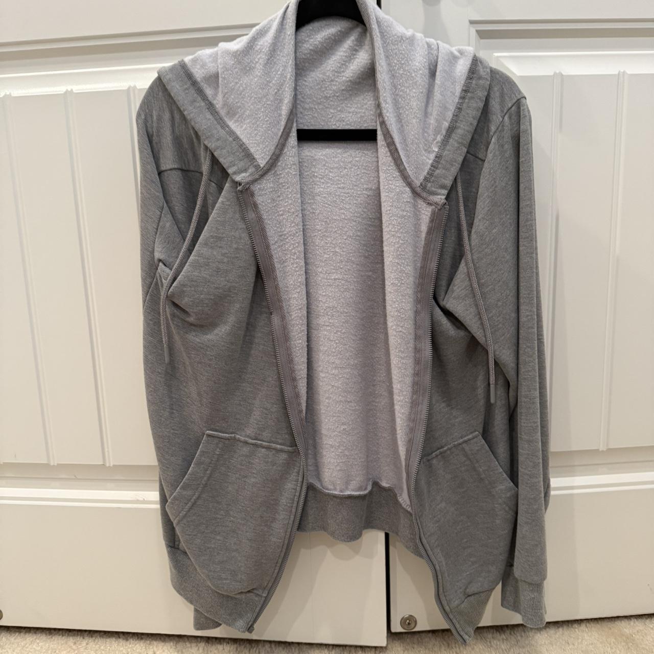 Grey zip up jacket with inner lining, zipper is... - Depop