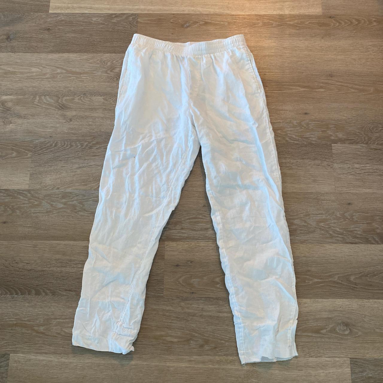 H&M white Lenin pants Straight Fit size S Perfect... | Depop